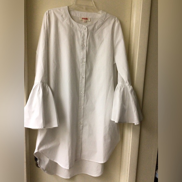 Mazik | Dresses | Mazik Cassie White Shirt Dress With Flair Sleeves ...